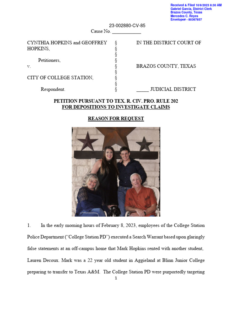 FS Hopkins Rule 202 Petition | PDF | Justice | Crime & Violence