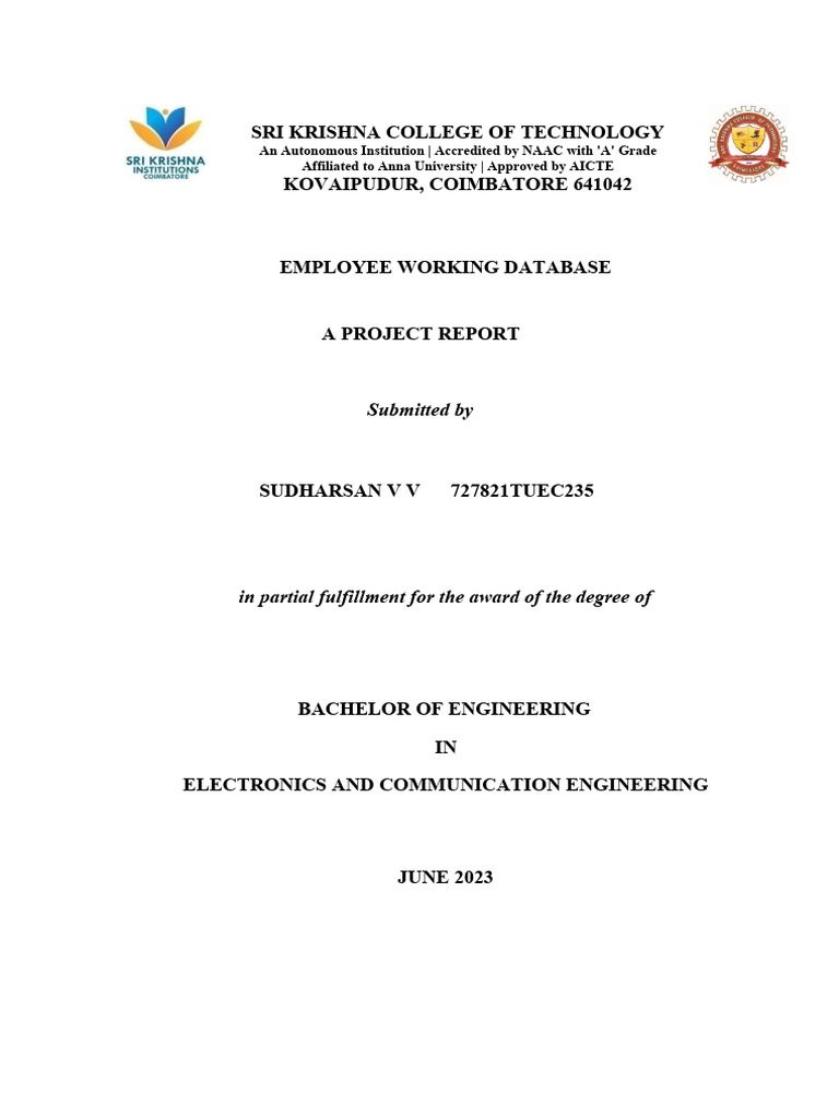 Final Report | PDF | Databases | Sql