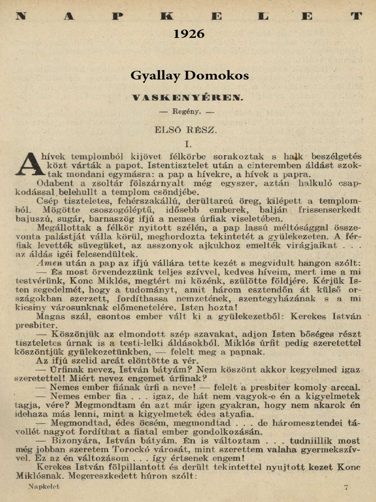 Gyallay Domokos Vaskenyéren | PDF
