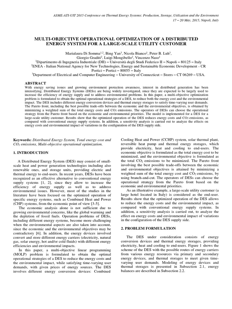 Multi Objective Operational Optimization | PDF | Water Heating | Distributed Generation