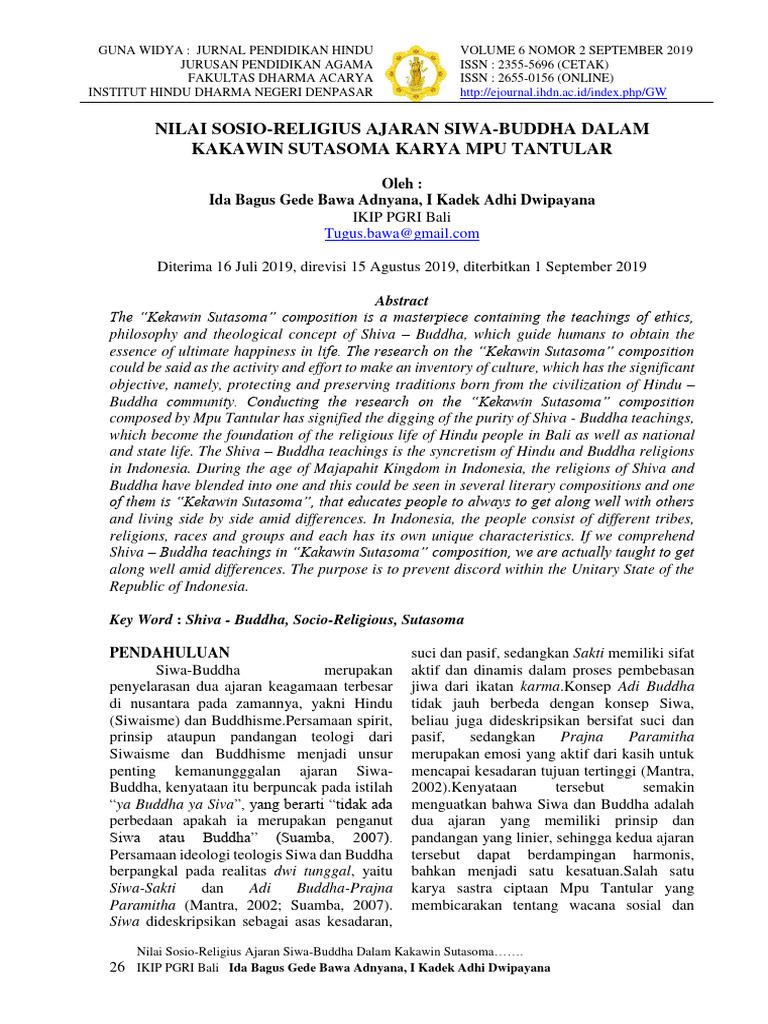 Ajaran SIWA-BUDDHA Dalam Kakawin Sutasoma | PDF | Indian Philosophy ...