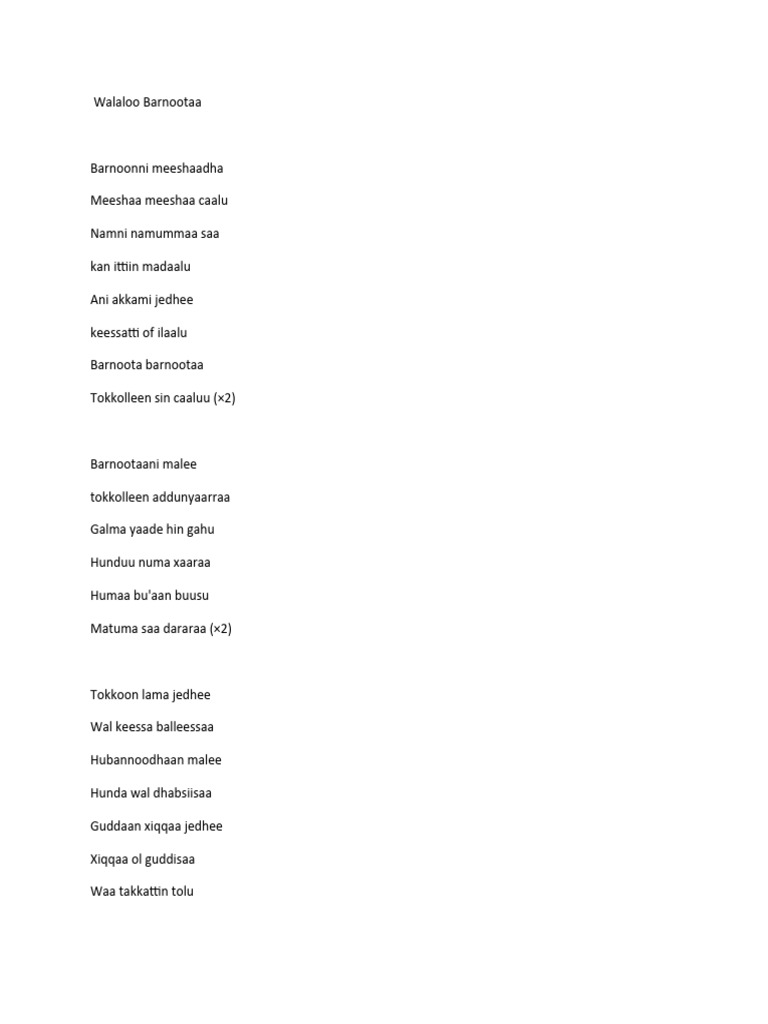 Walaloo Barnootaa | PDF