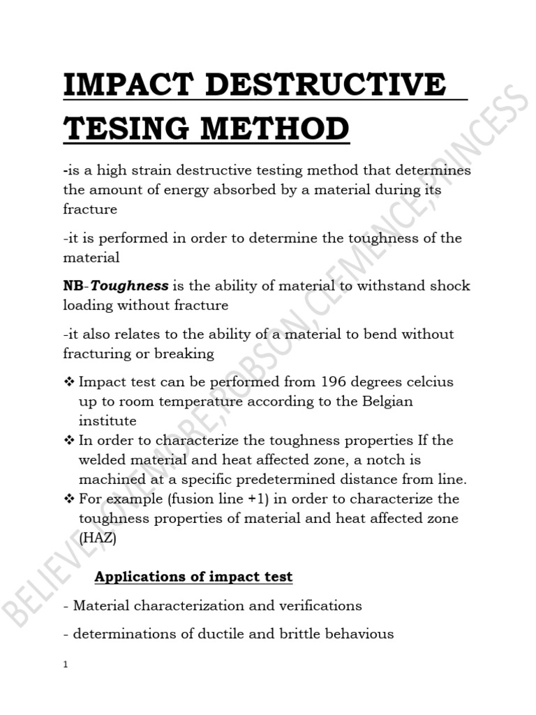 Impact Destructive Tesing Method | PDF