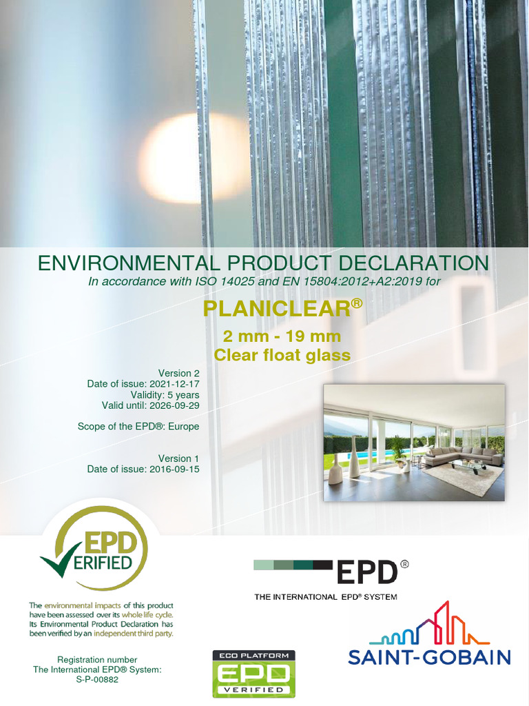 Saint-Gobain - EPD Flat Glass PLANICLEAR - 2021 | PDF | Life Cycle ...