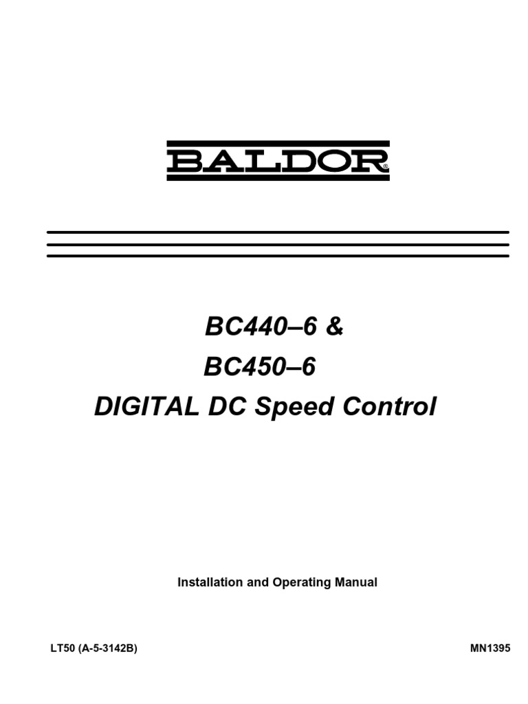 BC440-6 & BC450-6 DIGITAL DC Speed Control: Installation and Operating Manual | Download Free ...
