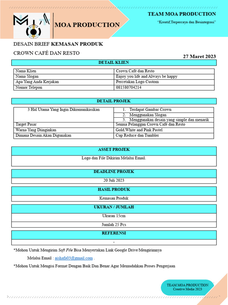 Desain Brief Kemasan Produk PDF | PDF