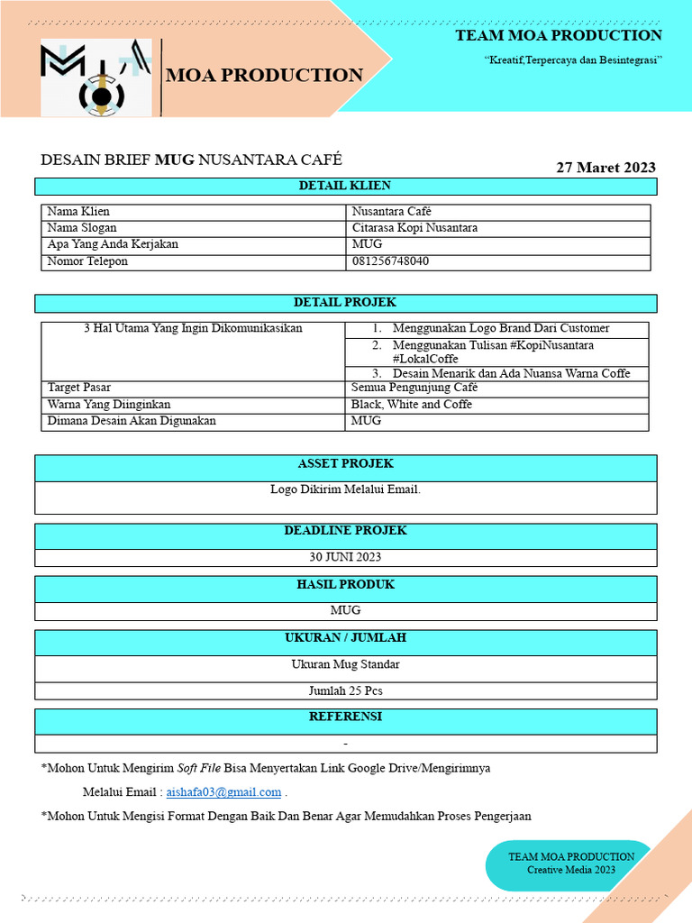 Contoh Desain Brief MUG PDF | PDF