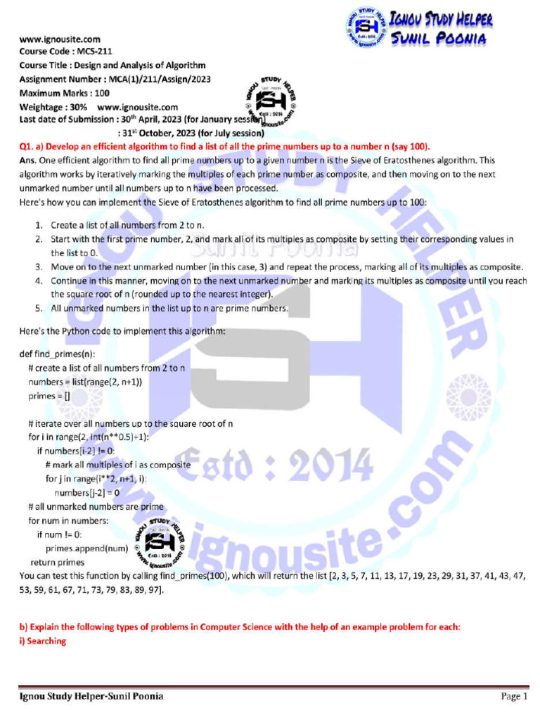 MCS 211 2023 1 | PDF