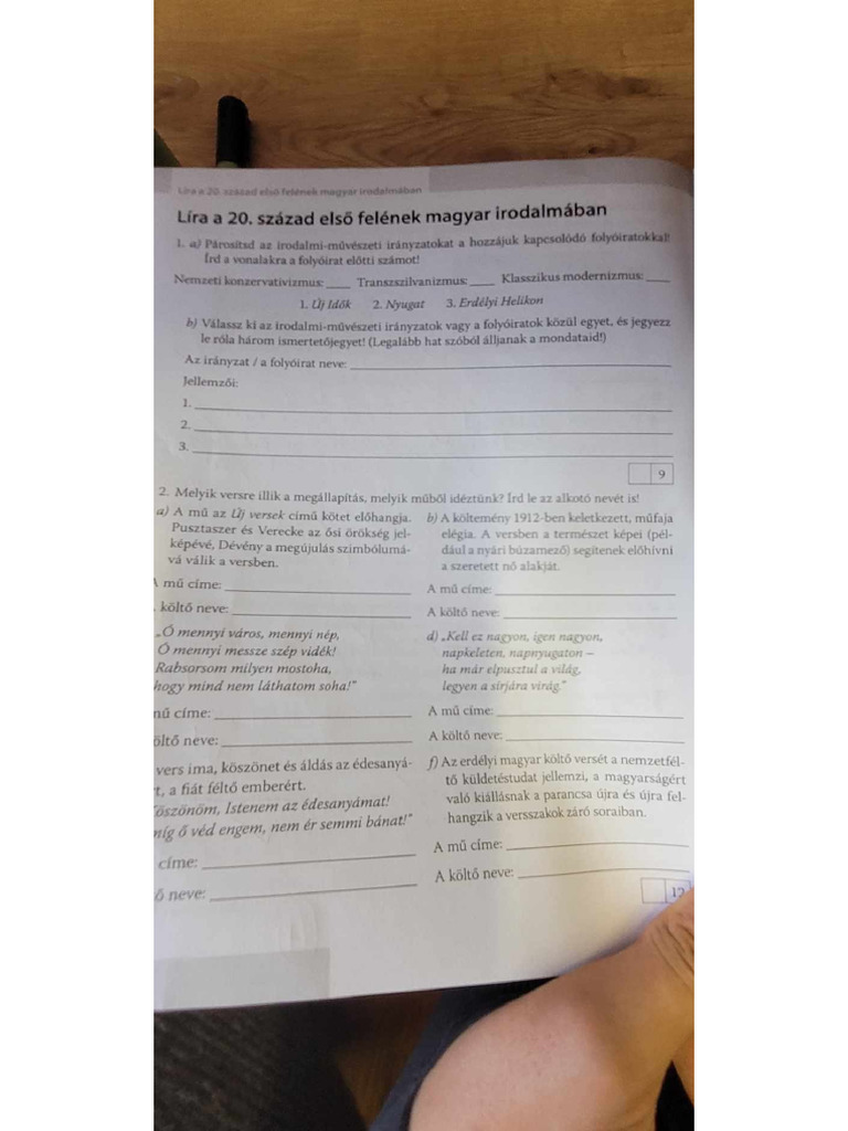 8.osztályos Irodalom Tématáró Dolgozat | PDF