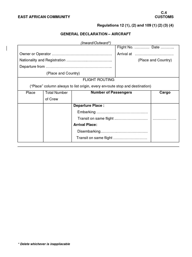 Form C4 | PDF | Aviation Accidents And Incidents | Airlines
