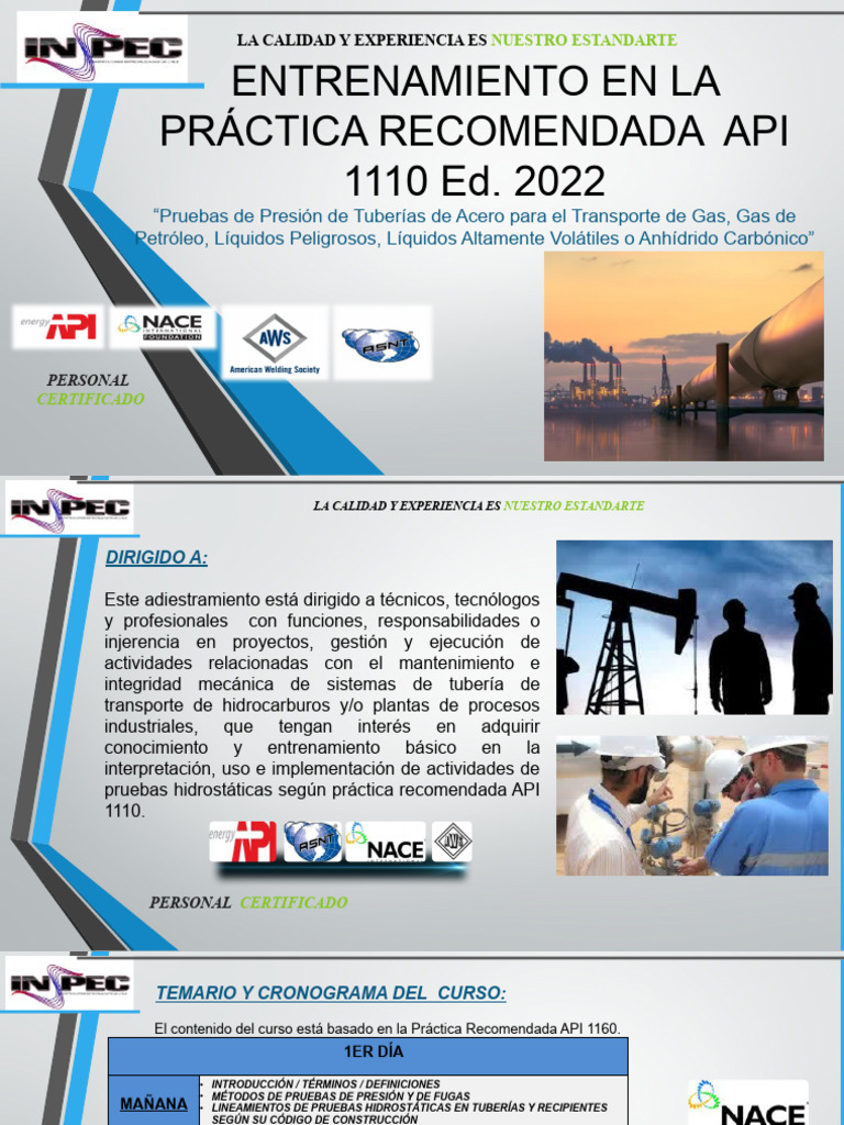 Presentación Pruebas Hidrostática API 1110 | PDF