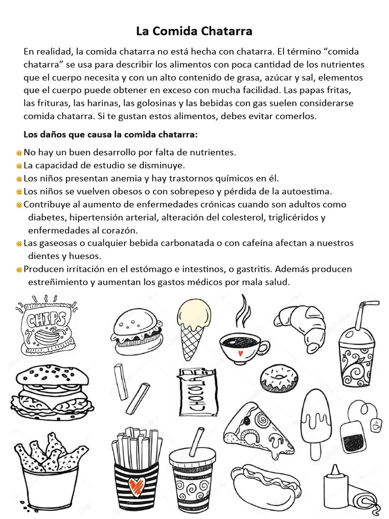 Texto La Comida Chatarra Concepto | PDF | Salud y bienestar | Estilo de vida