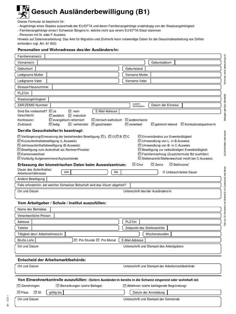 B1 Gesuchsformular DE | PDF