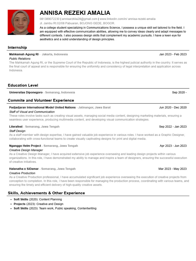 Annisa Rezeki Amalia-resume | PDF | Communication | Human Communication