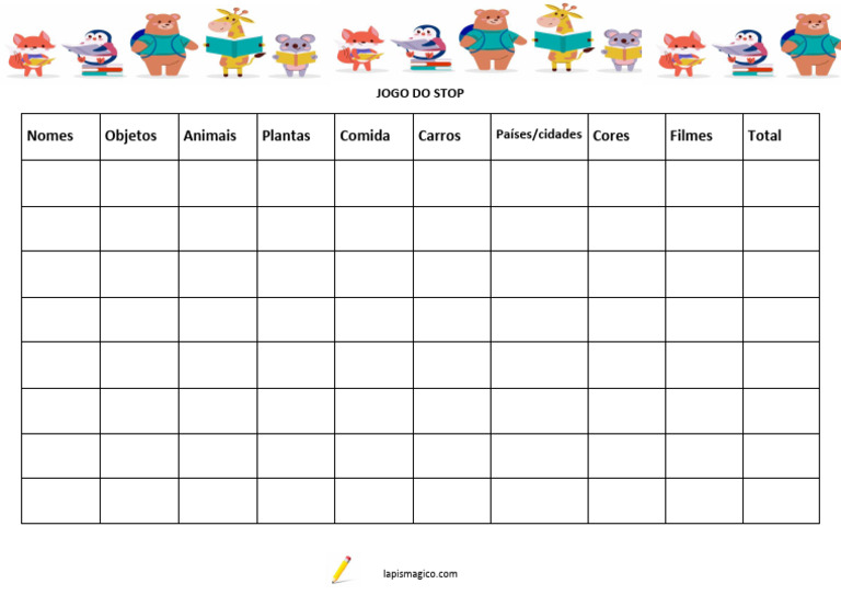 Jogo-Stop P Imprimir - Maurício | PDF