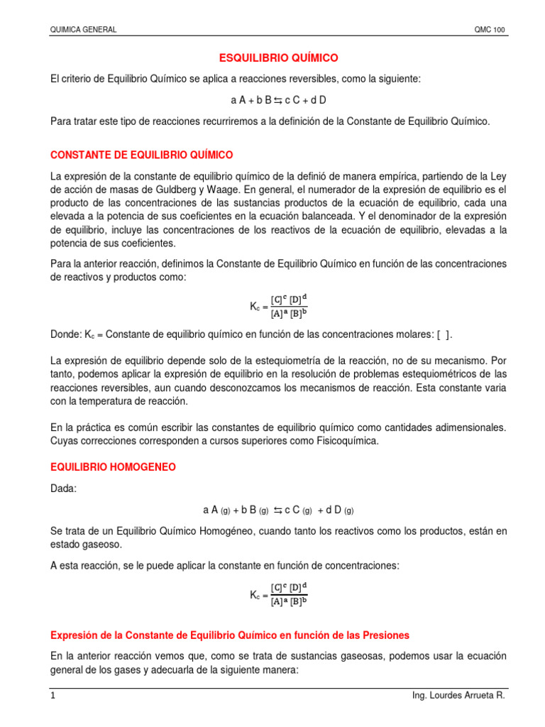 5.equilibrio Químico | PDF | Equilibrio químico | Reacciones químicas