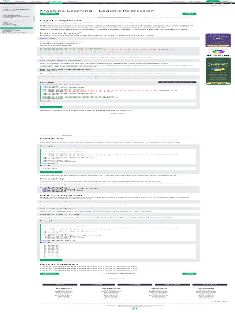 Python Machine Learning - Logistic Regression | PDF | Logistic ...