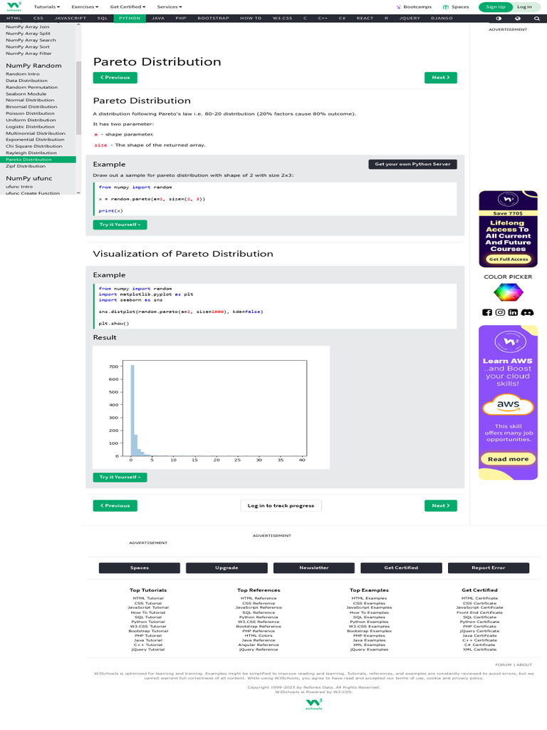Pareto Distribution | PDF | Java Script | Bootstrap (Front End Framework)