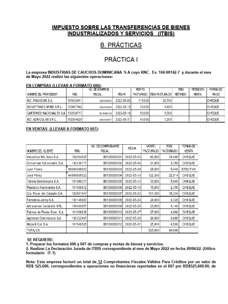 Liquidación de ITBIS y Formularios 606/607 | PDF | Impuestos | Arancel