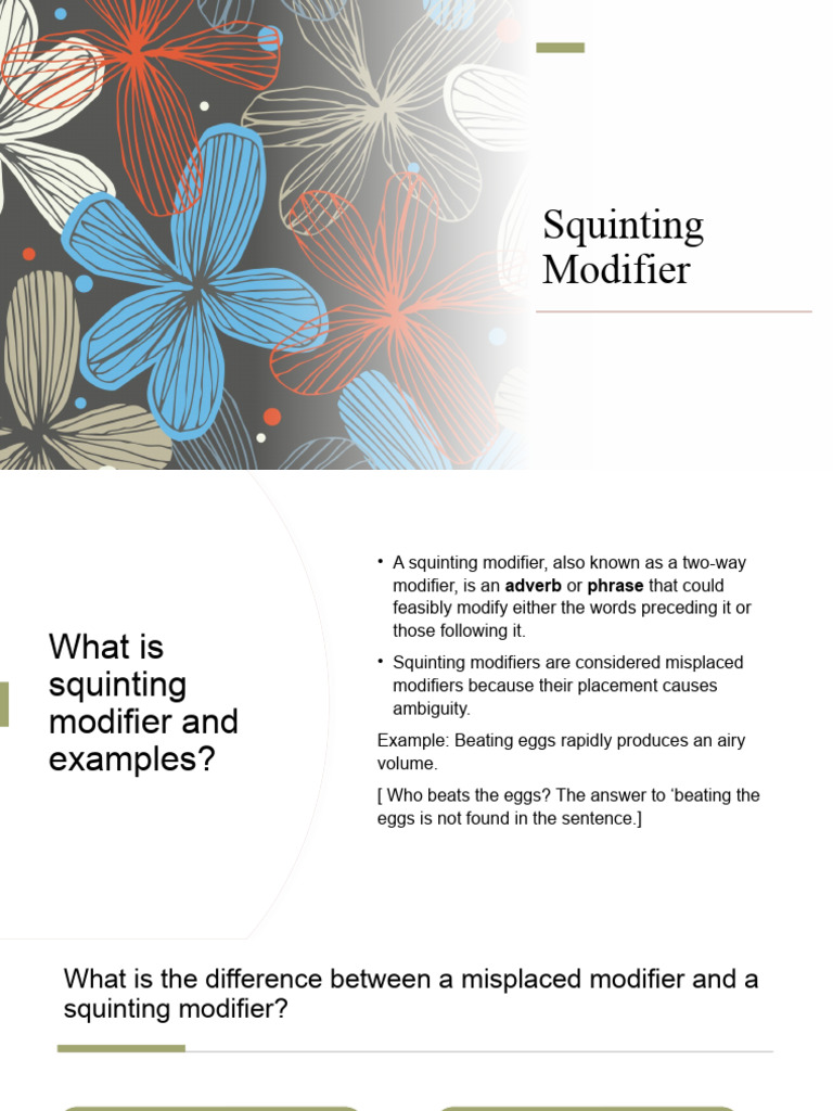 Squinting Modifier | PDF | Adverb | Grammar