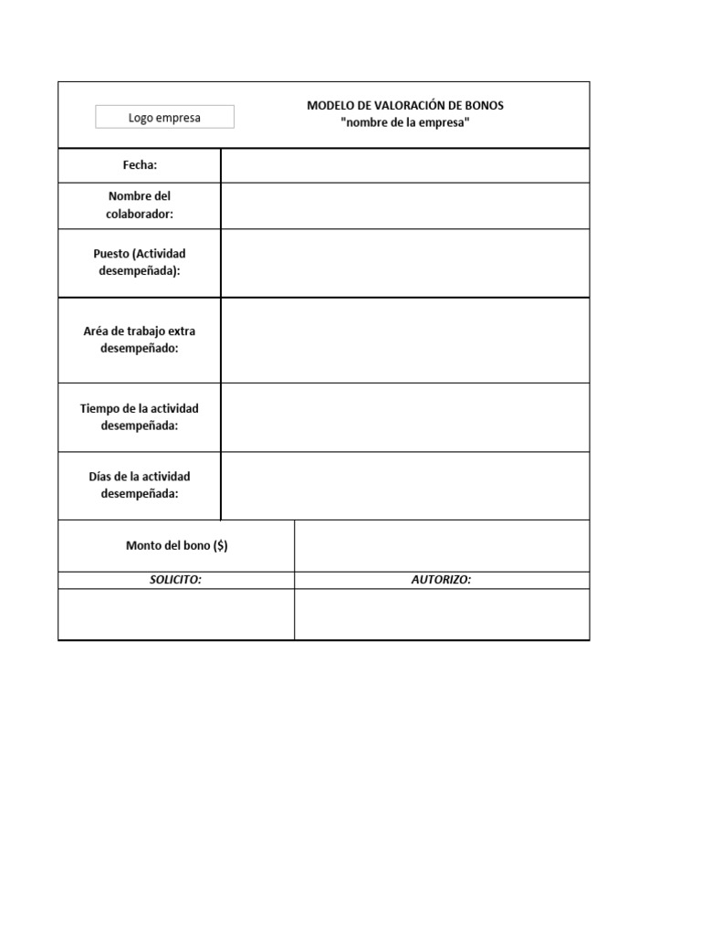 Modelo de Valoración de Bonos Laborales | PDF | Negocios