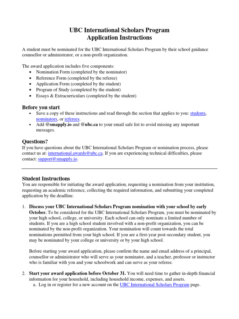 UBC nomination instructions | PDF