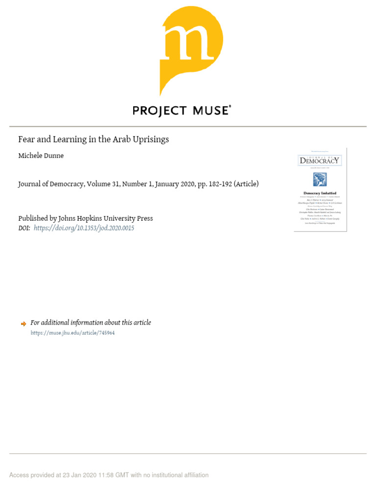 Dunne (2020) - Fear and Learning in The Arab Uprisings | PDF
