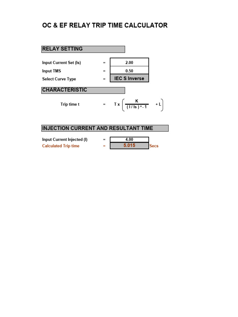 IEC Relay Trip Time Calculator | PDF