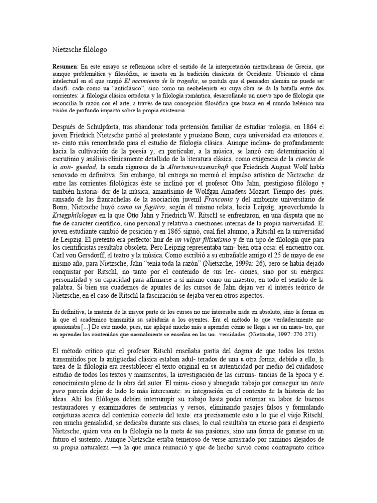 Nietzsche filólogo | PDF | Friedrich Nietzsche | Filología