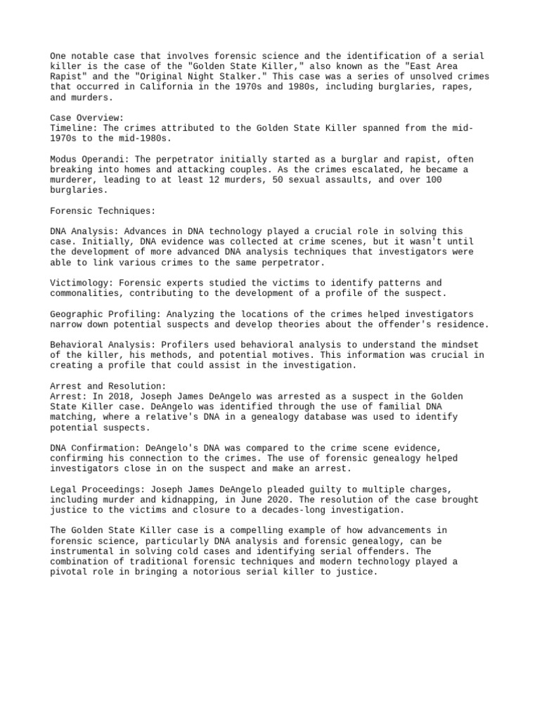 Golden State Killer Case Solved | PDF