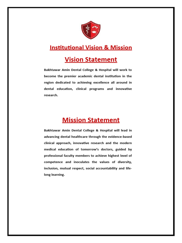 Institutional Vision Mission and Competencies Along With Outcomes | PDF ...