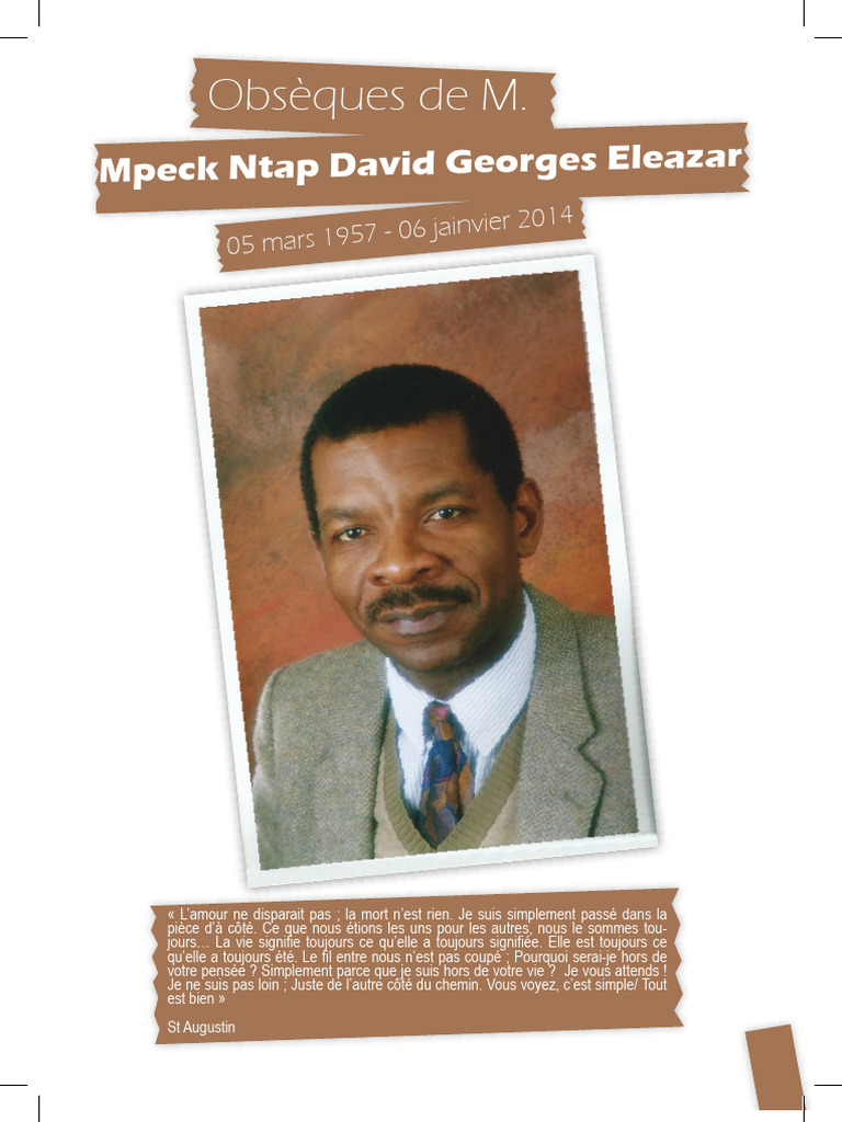 Programme Des Obseques David Mpeck | PDF