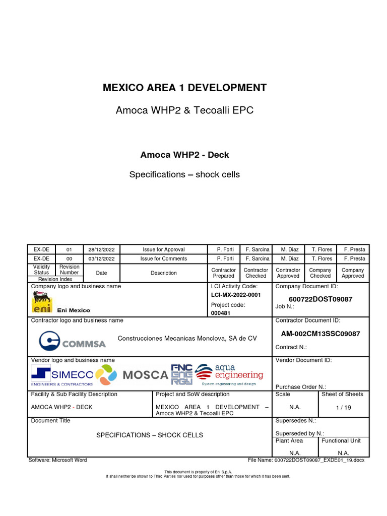 Amoca WHP2 Shock Cells Specs | PDF | Specification (Technical Standard) | Welding