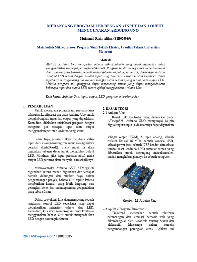 Program LED Arduino 3 Input/Output | PDF