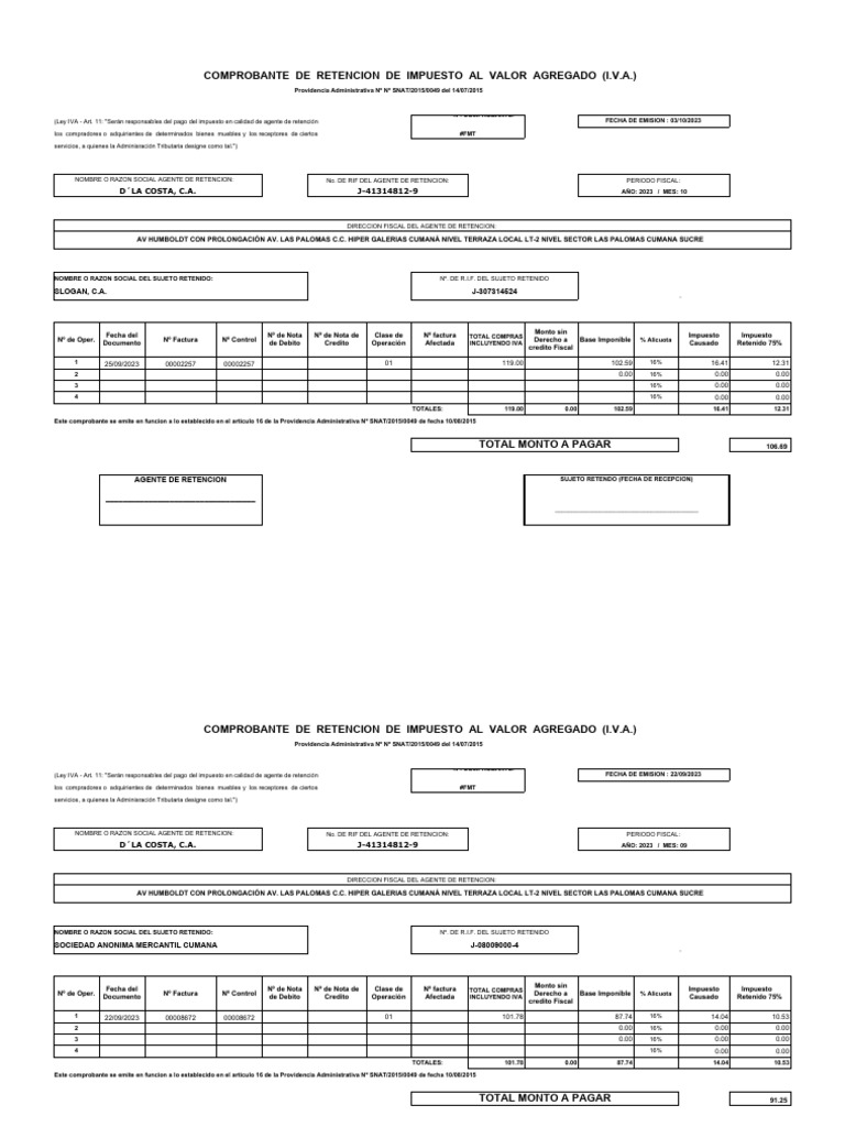 Reteciones de Iva 2023 | PDF