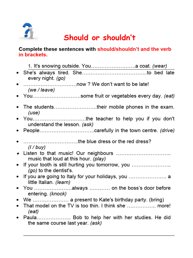 Should-Or-Shouldnt | PDF | Language Arts & Discipline | Foreign ...