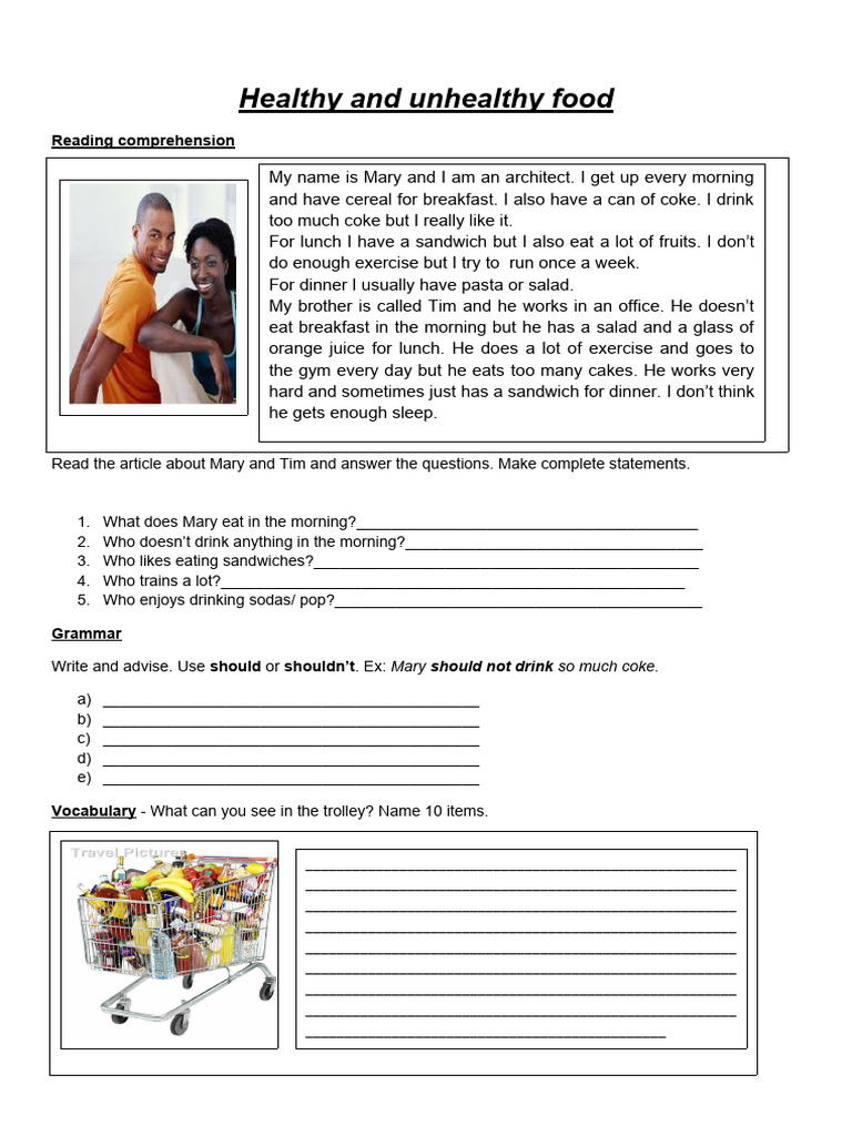 Healthy-And-Unhealthy-Food - SHOULD - SHOULD NOT | PDF