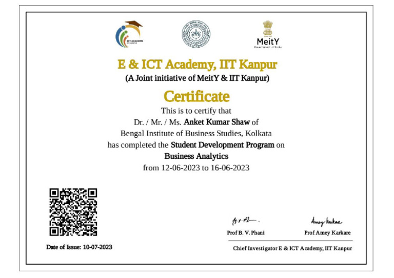 CourseCertificate - IFACET IITK | PDF