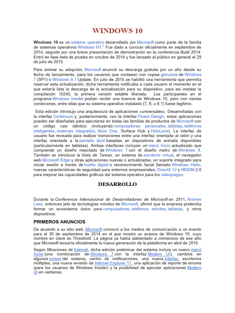 Windows 10 | Descargar gratis PDF | Windows 10 | Microsoft Windows