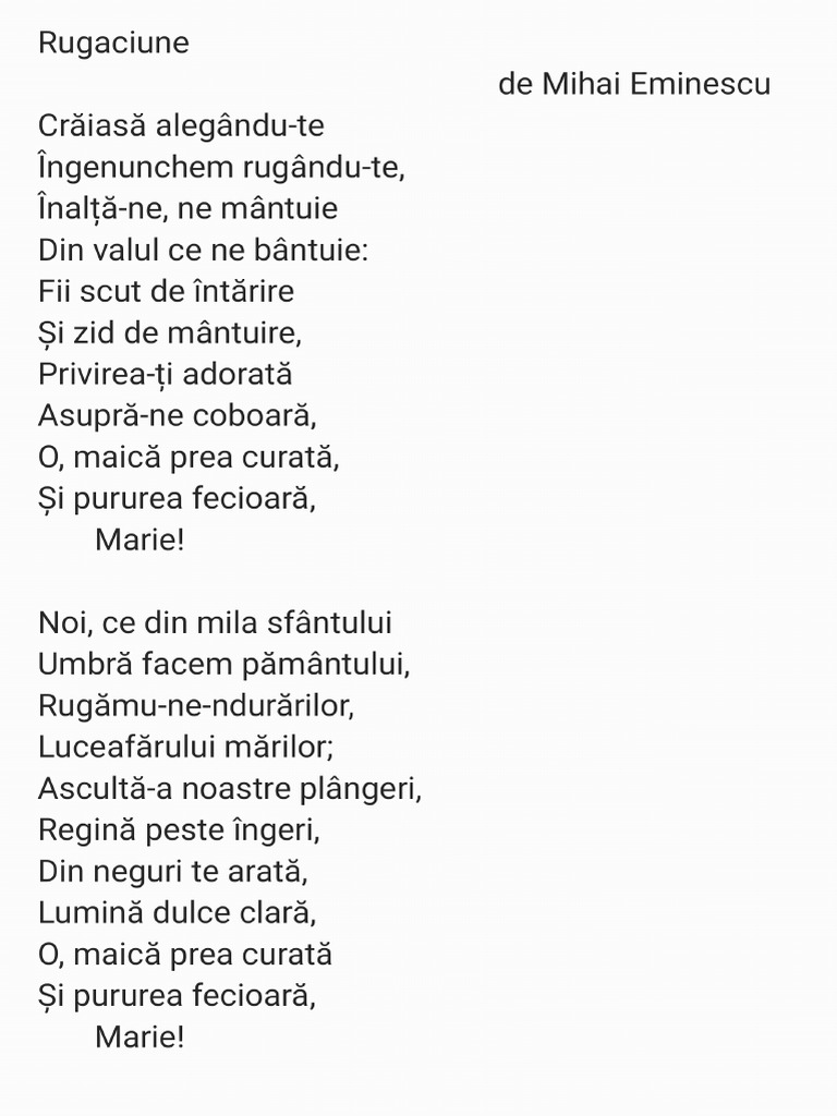 Rugaciune de Mihai Eminescu | PDF