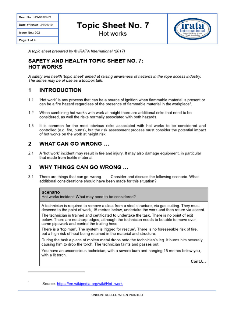 Topic Sheet No 7 - Hot Works HS-087ENG 1 | PDF