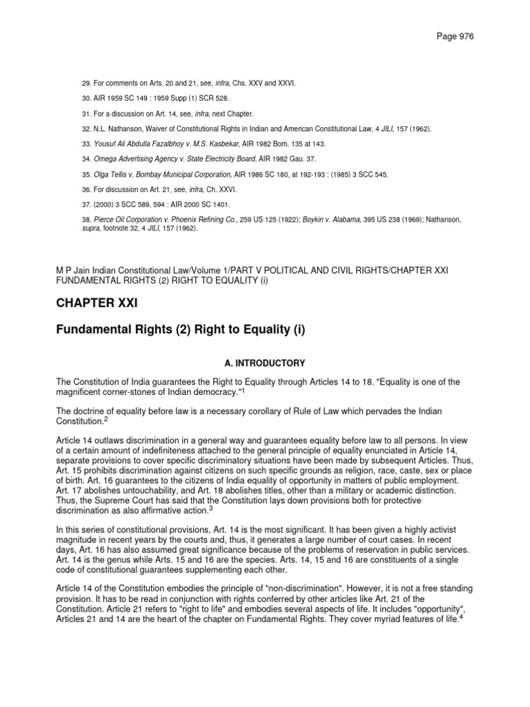 Equality MP Jain-Commentary On Constitution of India | PDF | Equal ...