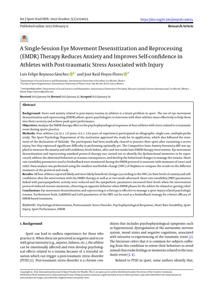 A Single-Session Eye Movement Desensitization and Reprocessing (EMDR ...