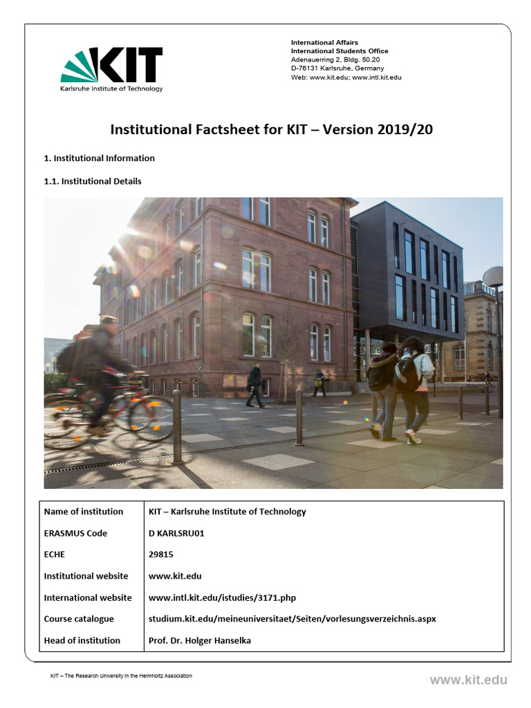 KIT ERASMUS Institutional Factsheet | PDF