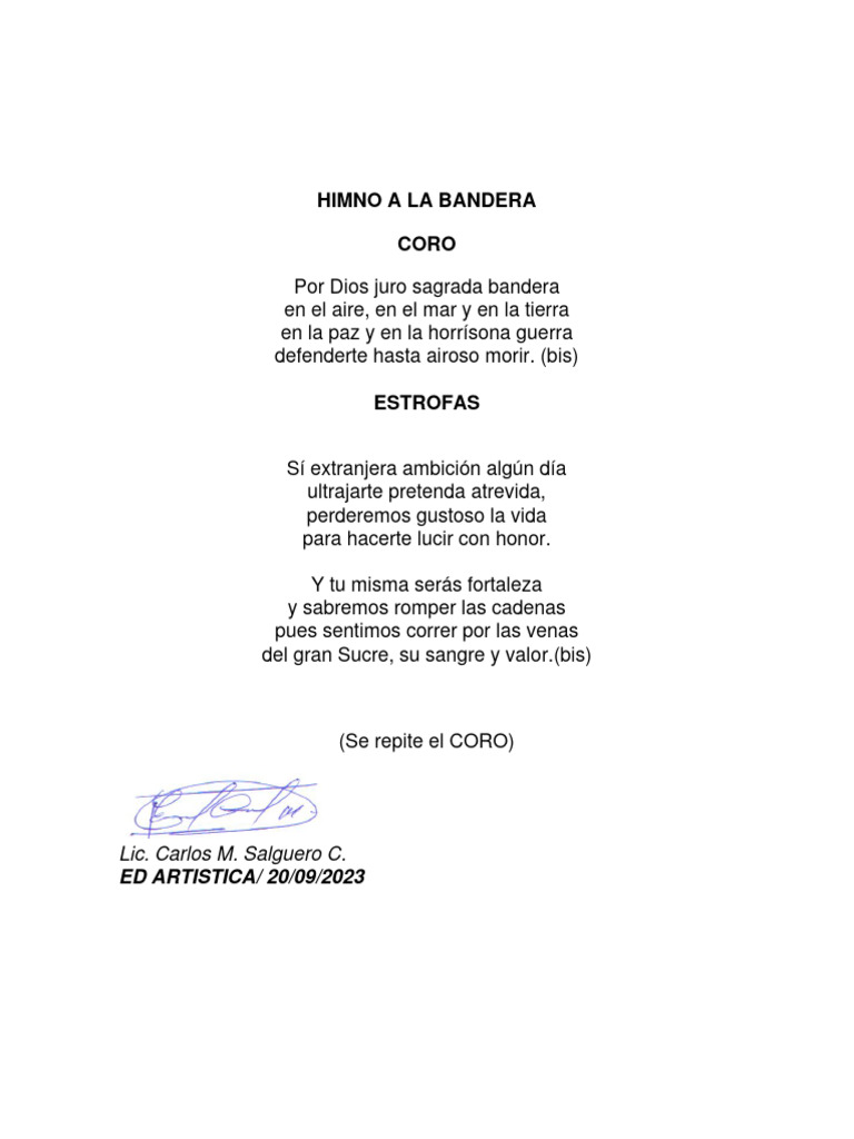 Himno A La Bandera | PDF