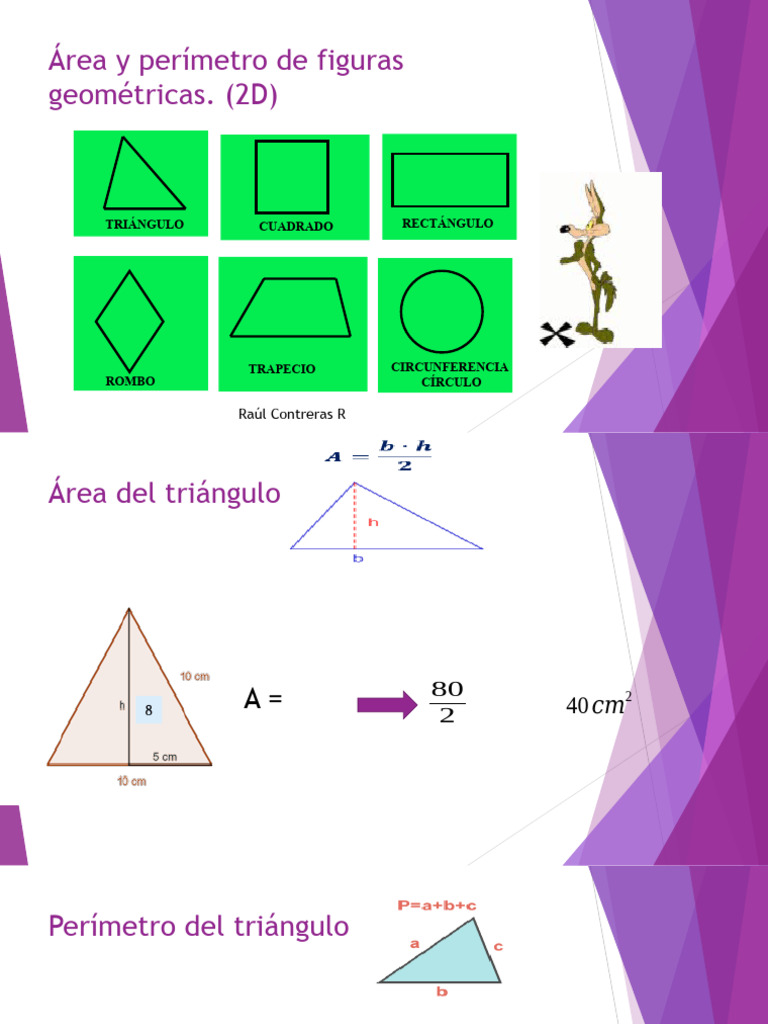 Área y perímetro de figuras geométricas | PDF | Triángulo | Rectángulo