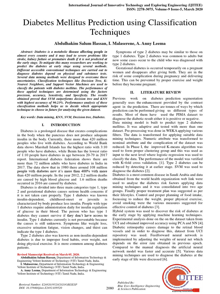 Diabetes_Mellitus_Prediction_using_Class | PDF | Support Vector Machine ...