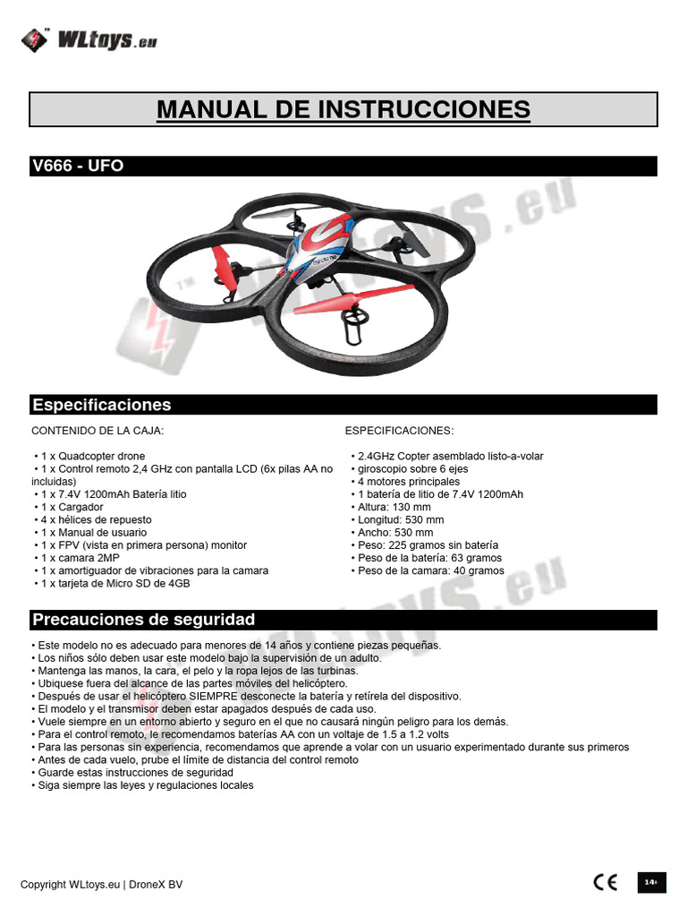 Manuales V666 Wltoys Eu | PDF | Quadcopter | Helicóptero