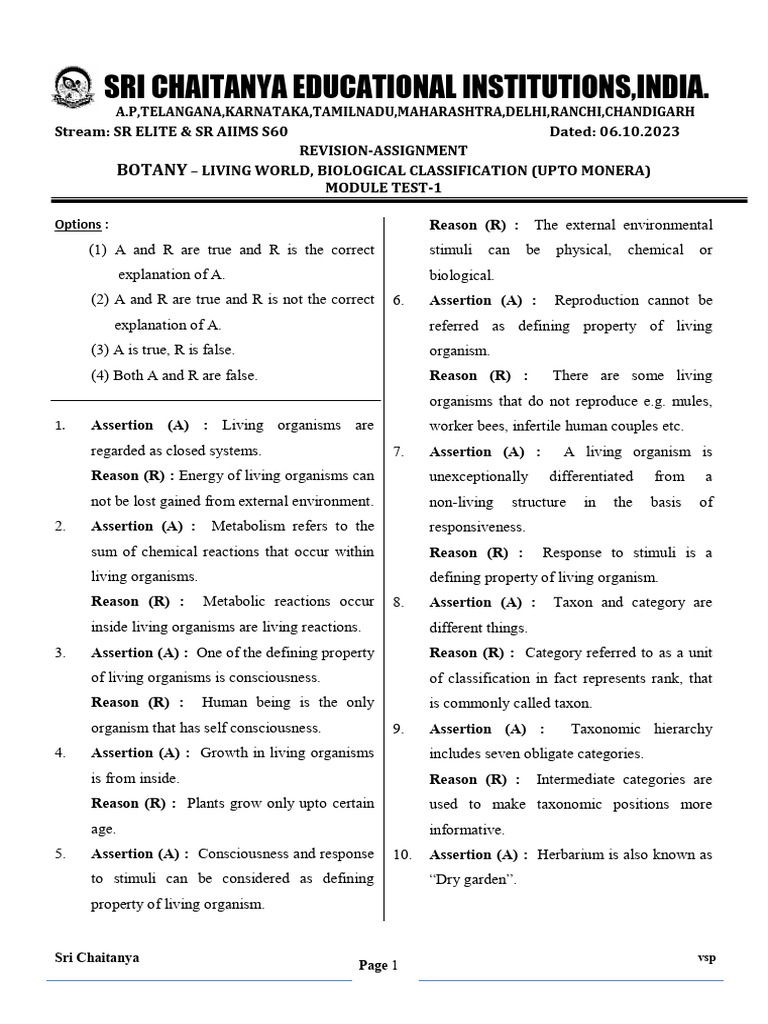 LIVING WORLD, BIOLOGICAL CLASSIFICATION | PDF
