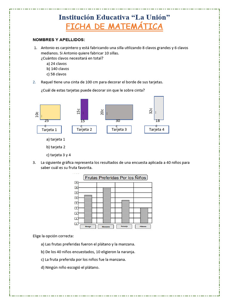 Ficha Refuerzo Matemática 10 Junio | PDF